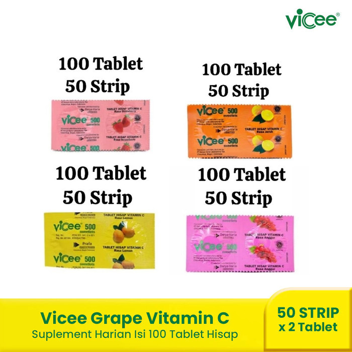 Vicee 500 Vitamin C Daily Supplement Contains 100 Suction Tablets (50 ...