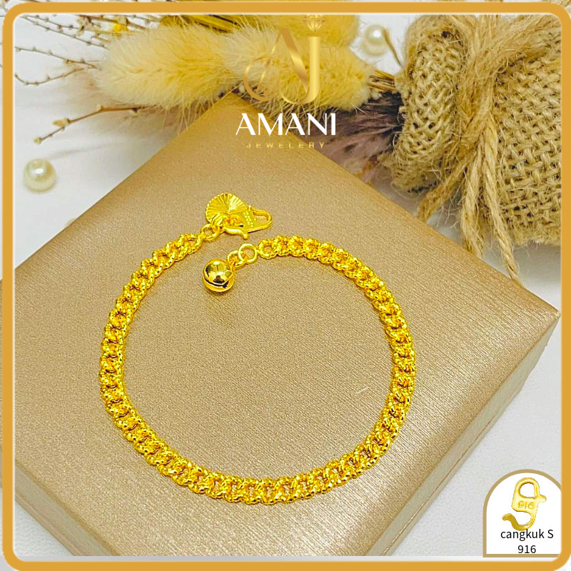 🔥Gelang Tangan Emas Sauh Corak Pasir 08 - Cangkuk S 916 - Emas Korea ...