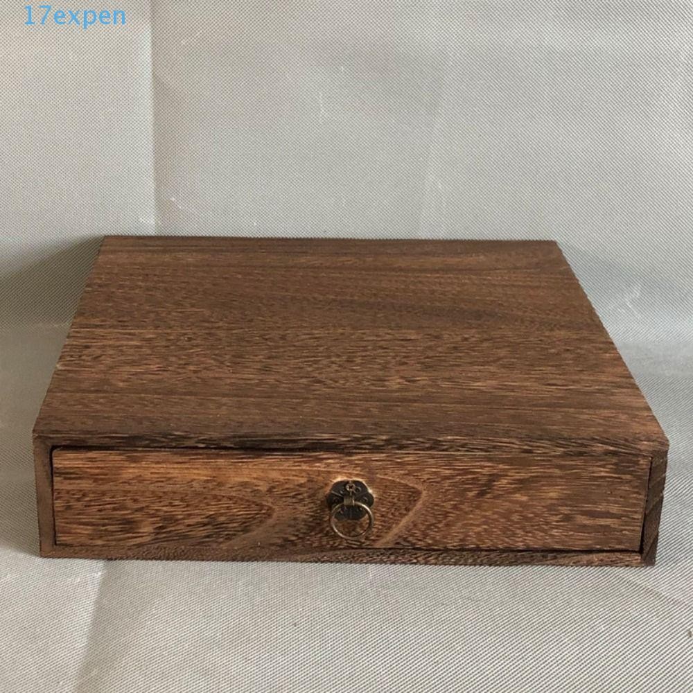 EXPEN Retro Lockable Storage Box, Wood Dust-Proof Tea Box, Crafts ...