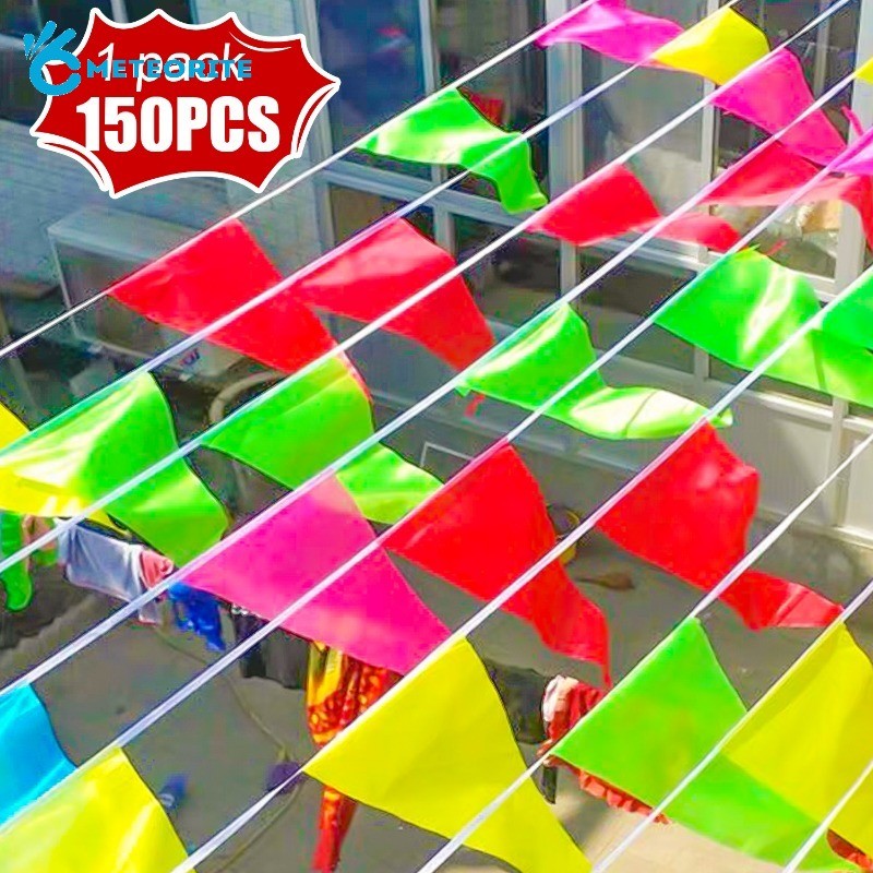 80/100m Outdoor Party Triangle Flags Hanging Banner - Colorful Bunting ...