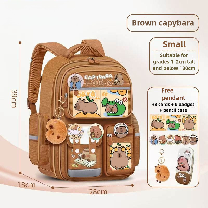 Capybara Kids Ergonomic Backpack - Large Capacity School Bag for Grades ...
