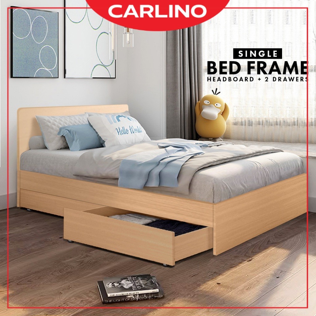 📌CARLINO: WOODEN SINGLE BED FRAME SNOW SERIES / Katil Single / Bed ...