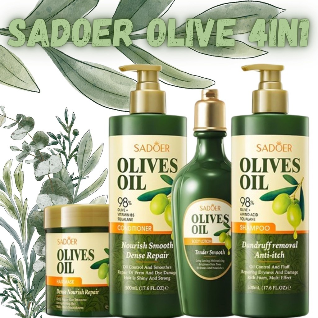 SADOER OLIVE 4in1 SET Hair Treatment Shampoo Hair Mask Dry Keratin Shampoo and Conditioner ...
