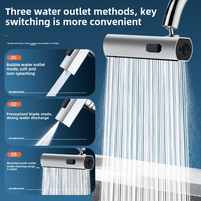 Kitchen Water Splash-Proof Universal Rotating Pressurized Faucet ...
