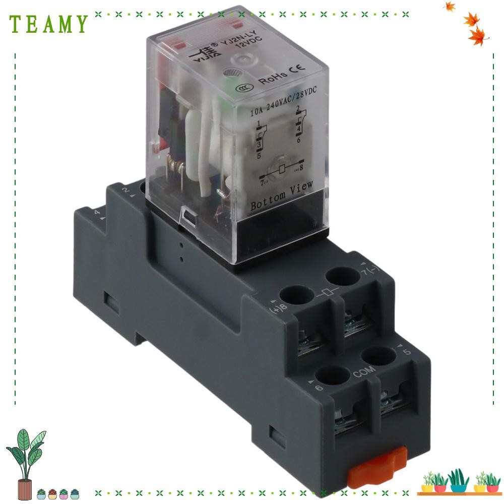 TEAMY Electromagnetic Power Relay, DPDT Plastic Electric Relay, LED Indicator 10 AMP 12V DC 8 ...