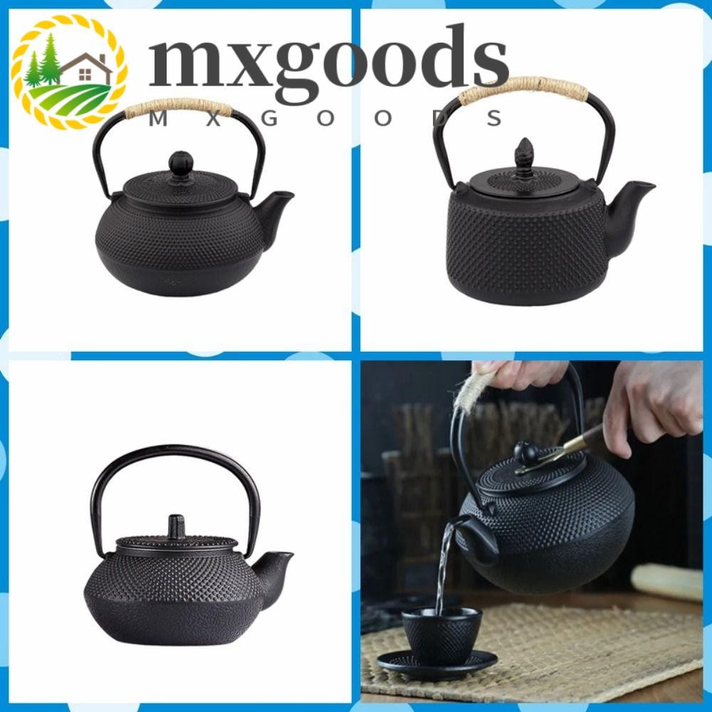 MXGOODS Tea Kettle, Rope Wrapping Handle Chinese Japanese Antique Style Cast Iron Pot Teapot ...