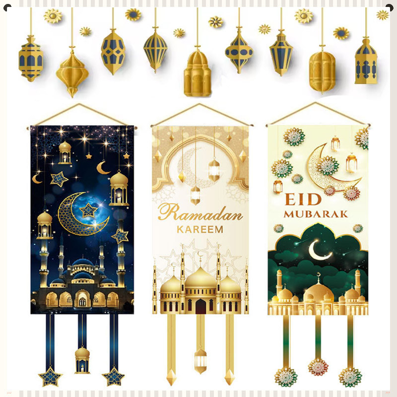 Ramadan Decorations Hanging Flag Hari Raya Door Banner Islamic Muslim ...