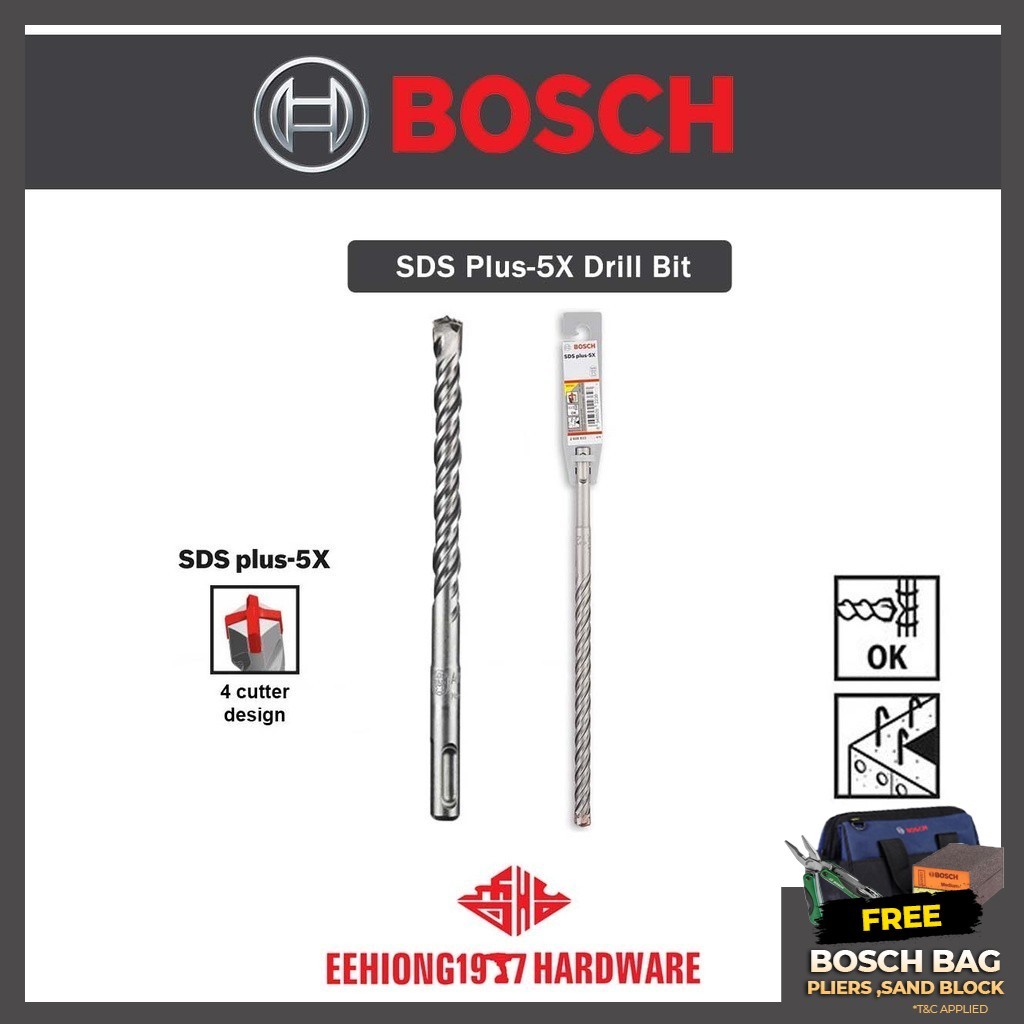 BOSCH SDS 5X PLUS SDS Plus-5X 5.5mm 6mm 8mm 10mm 12mm 14mm 16mm ...