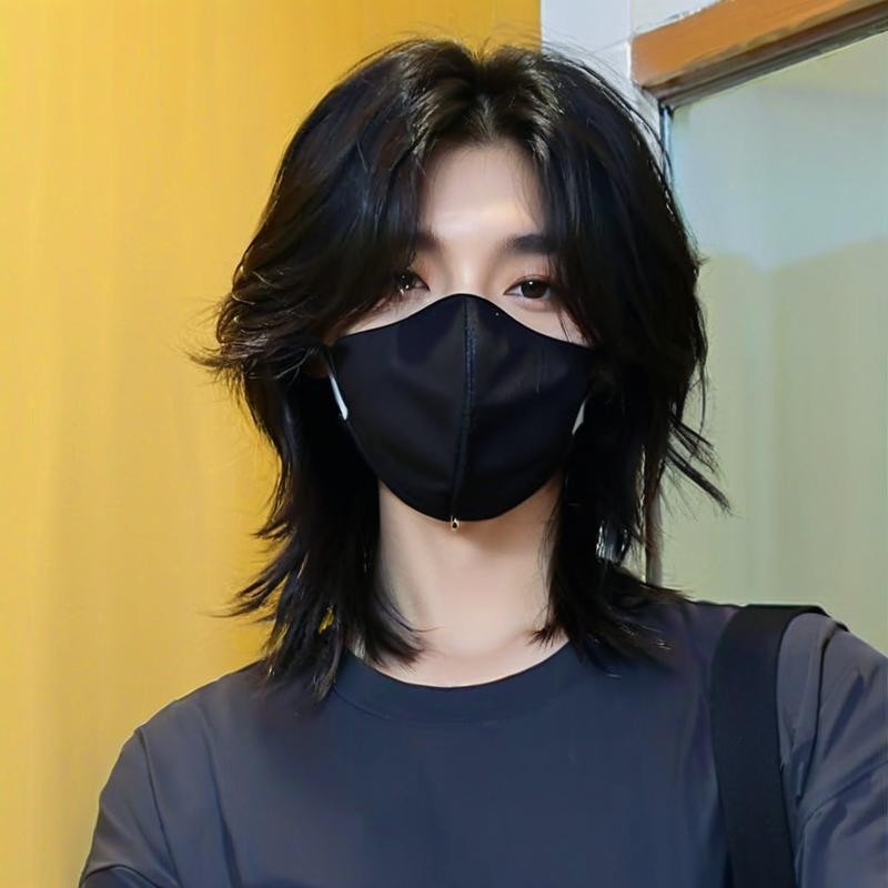 Wolftail Mullet Head Medium Long Hair, Medium Samurai Head Straight ...