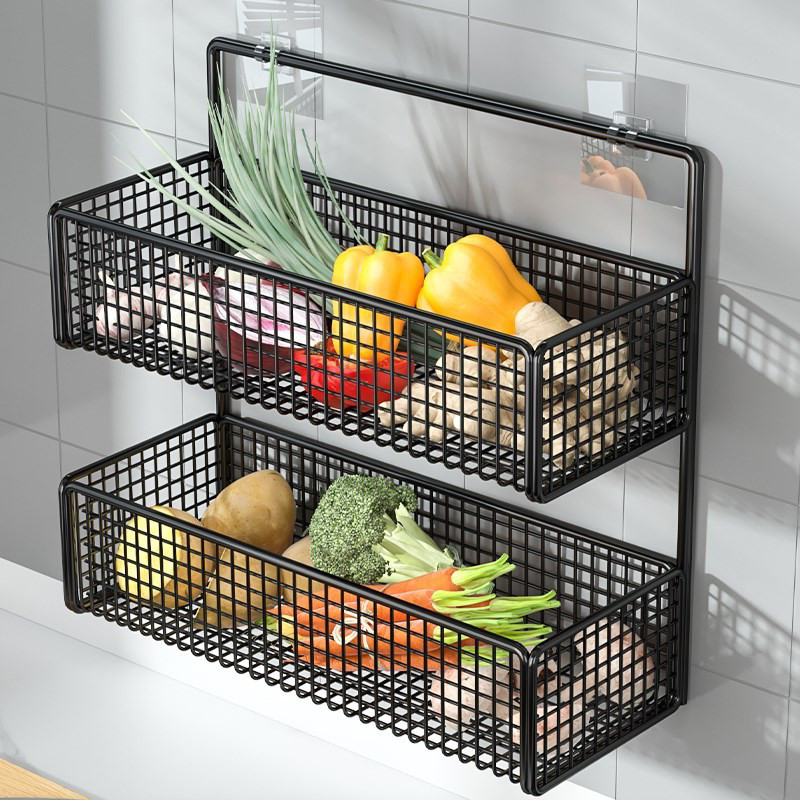 Kitchen Shelf Onion Ginger Garlic Wall-Mounted Storage Perforation-Free ...