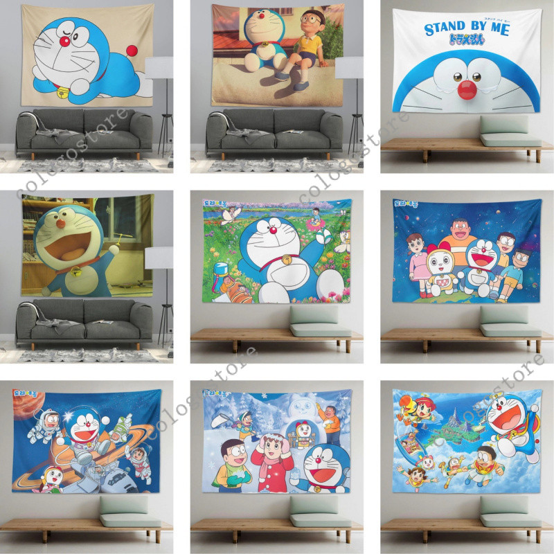 100*70CM Anime Doraemon Nobi Taeko Tapestry Wall Hanging Room Decor ...