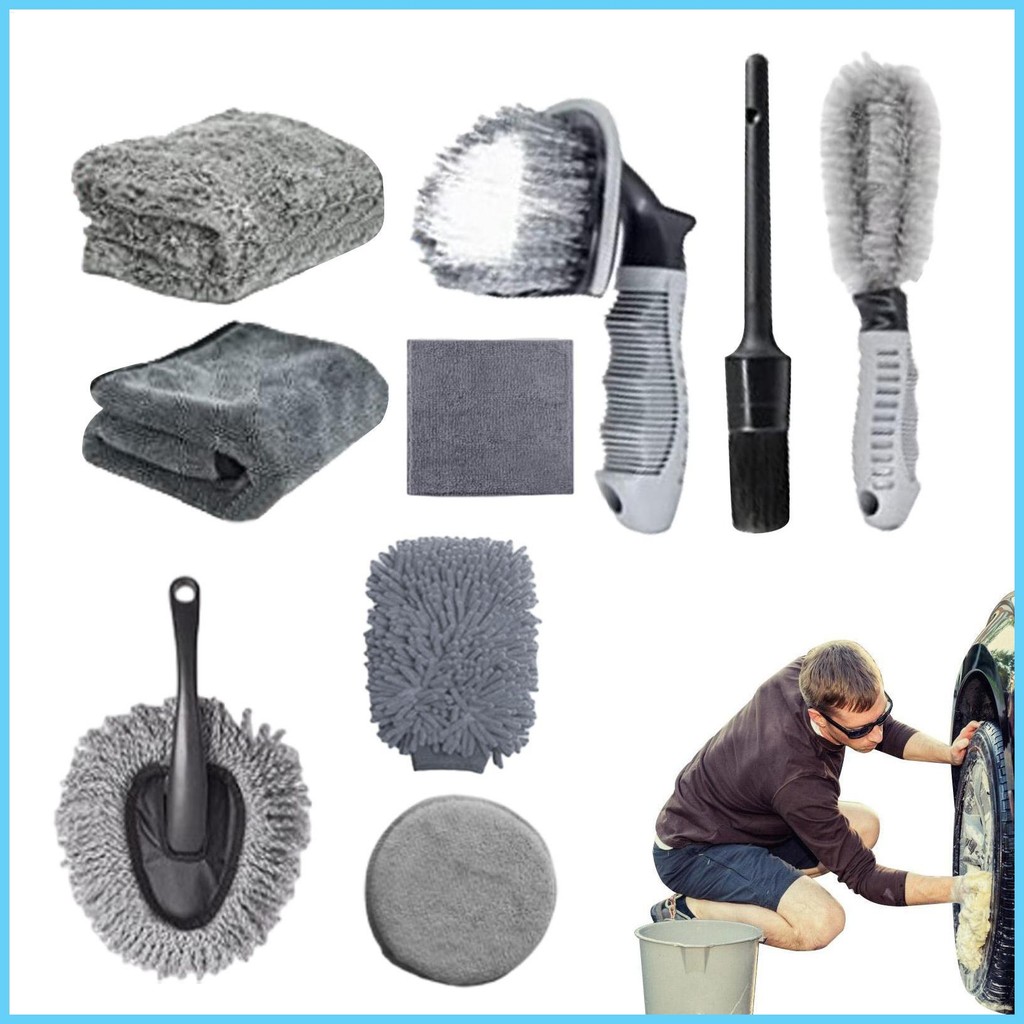 Car Detailing Brush Kit 9PCS/Set Automotive Detail Brushes for Rims ...