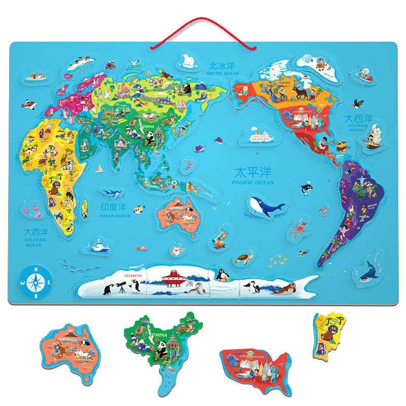 Oversized Magnetic World Map Puzzle Development Children's Educational ...
