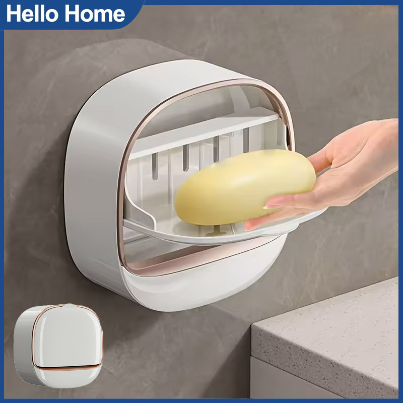 Wall Mounted Soap Holder Waterproof Soap Dish Storage Box with Drainage ...