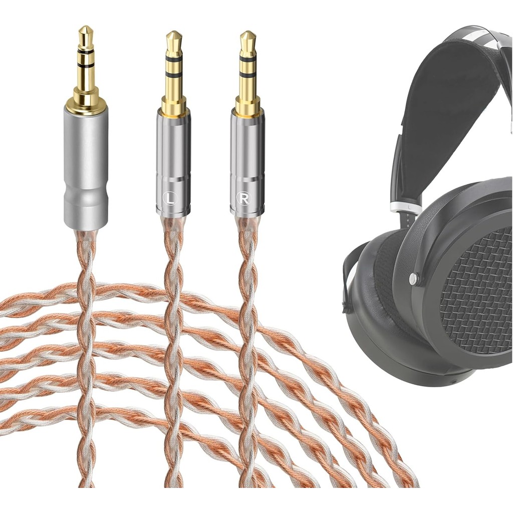 Geekria Copper Silver Braid Upgrade Audio Cable Compatible with HIFIMAN ...