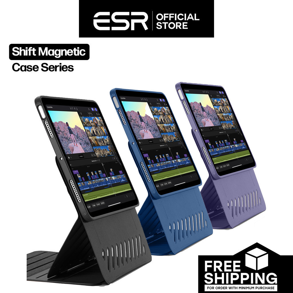 ESR iPad Air / Pro 11 13 (2024) Shift Magnetic Case with 9 angle stand ...