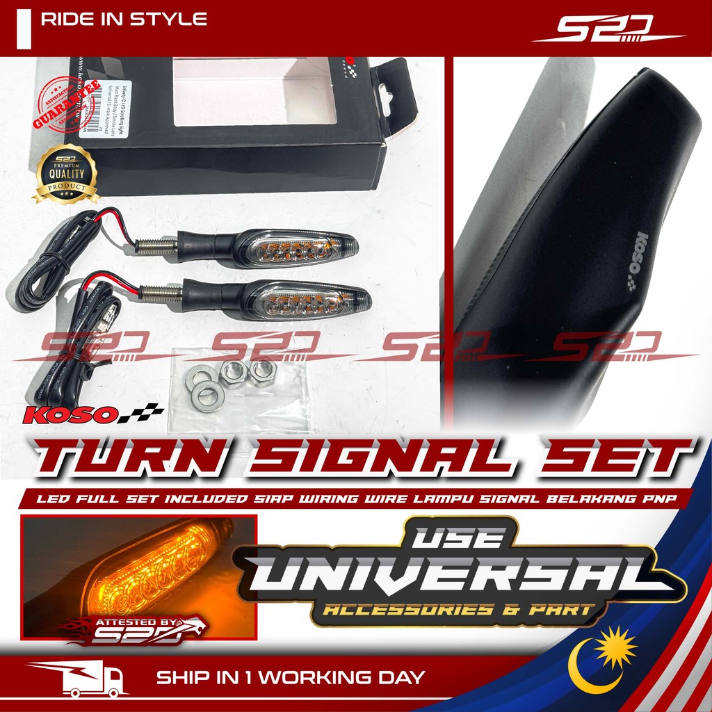 Turn Signal Set KOSO Universal Use LED Full Set Included Siap Wiring Wire Lampu Signal Belakang ...