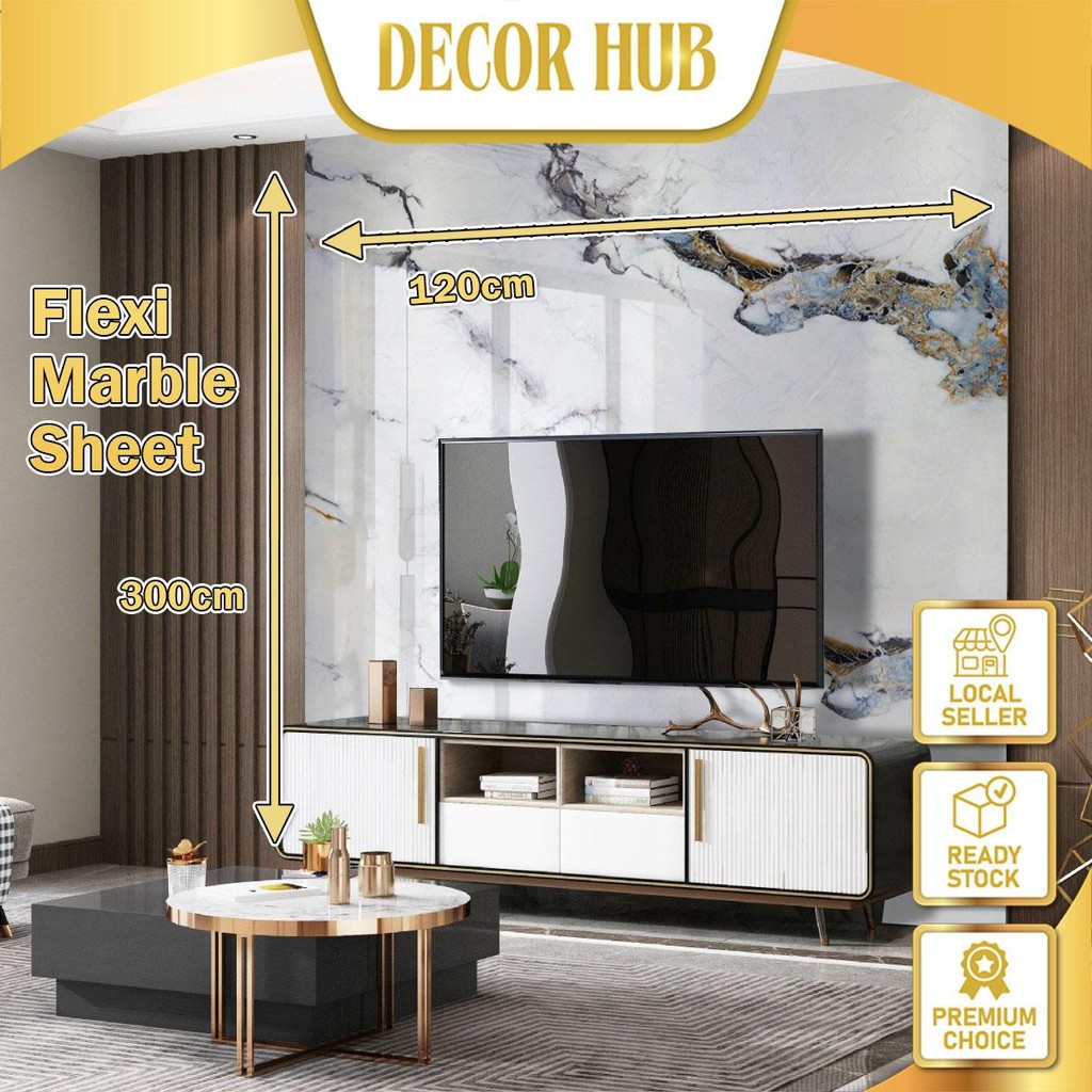 Decorhub Kertas Dinding Marmar 120x300cm Tebal Fleksi Pelekat Dinding ...
