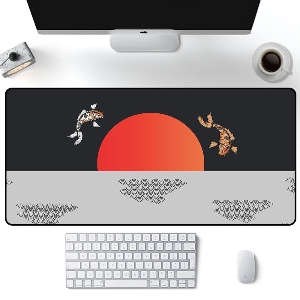 Pad Mouse Japanese Style Koi Fish Mouse Mat Keyboard Accessories Desk ...