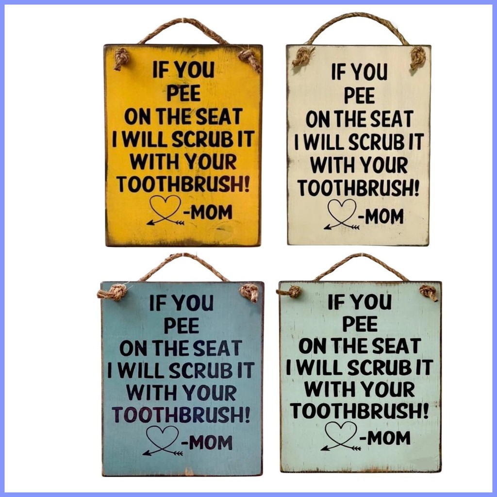 Toilet Warning Signs Bathroom Wood Sign With Warning Slogan Funny ...