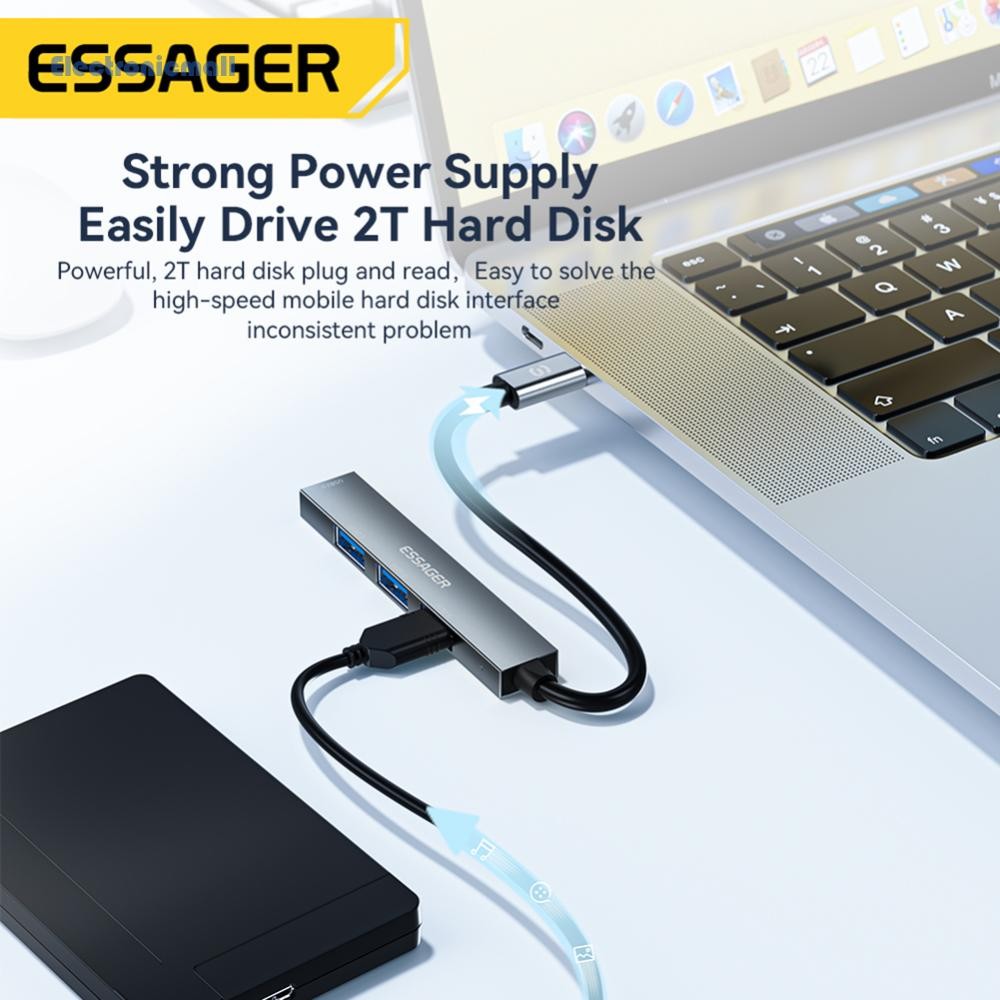 ESSAGER Splitter Adapter 4-in-1 Docking Station High Speed 480Mbps Plug ...