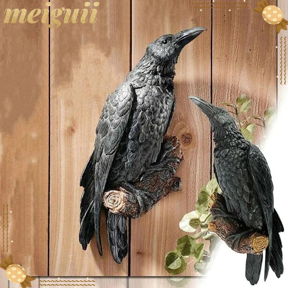 MEIGUII Bird Crow Sculpture, Halloween Decor Animal Decoration Fake ...