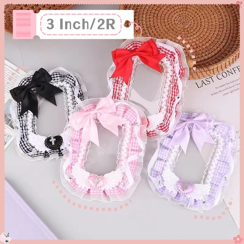 Angel Wings 3 inch/2R Fabric Lace Bow Card Holder Photo Album DIY Kpop Idol Lomo Card Collection ...