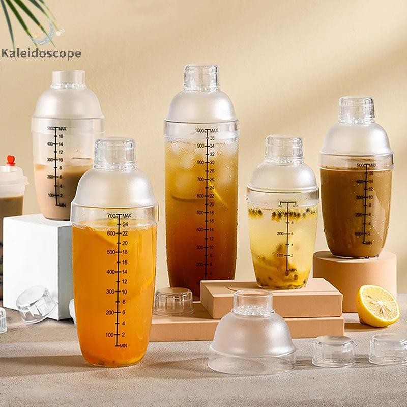 Kaleidoscope Plastic Cocktail Shaker Hand Shaker Cup with Scales 350ml/530ml/700ml/1000ml Milk ...