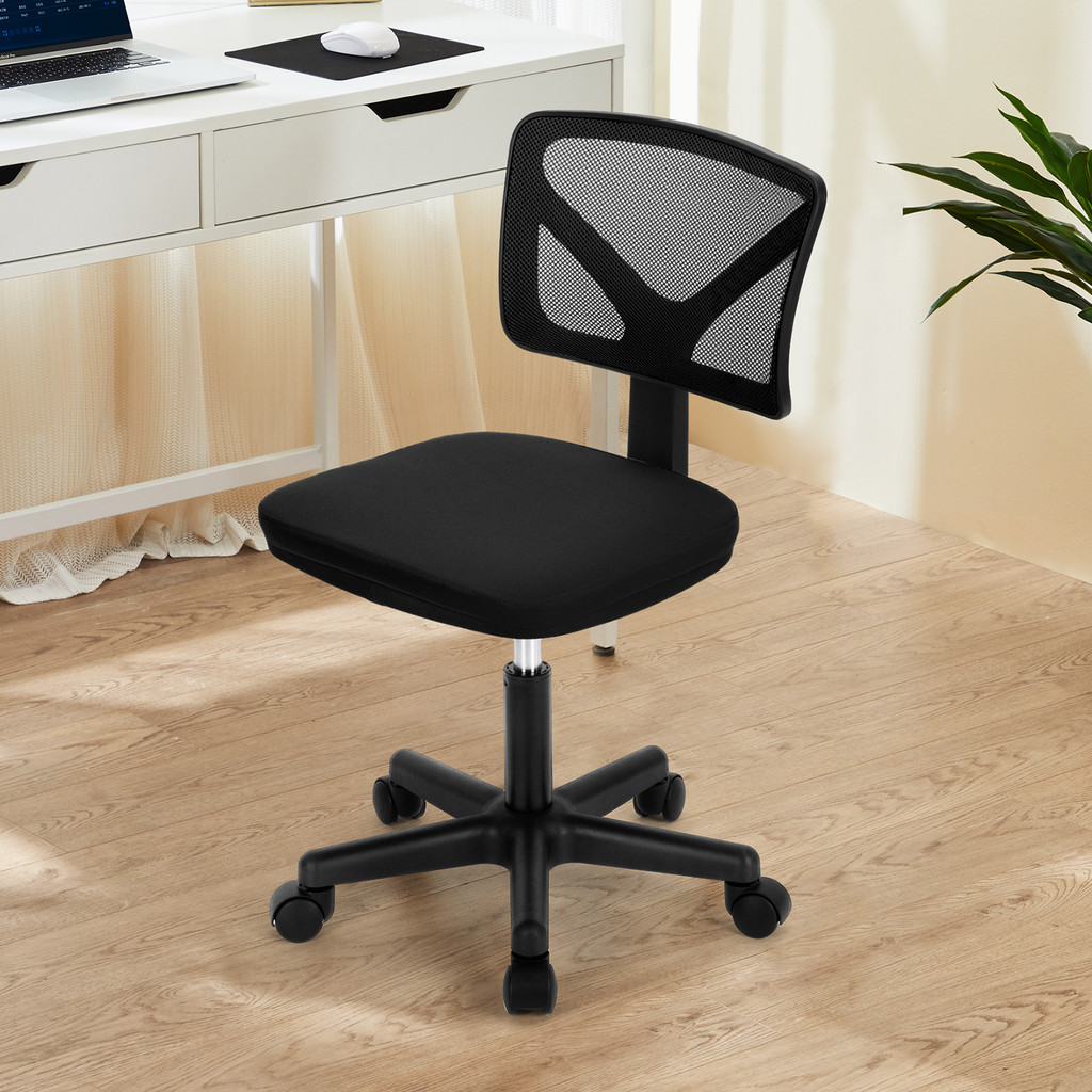 Mesh with Lumbar Support Armless Office Chair Low Back with Wheels ...