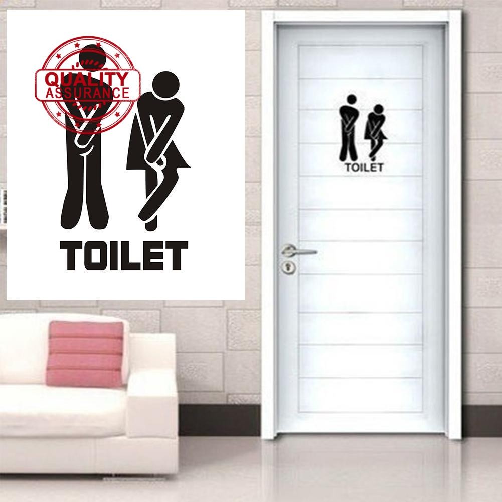 Toilet Sign Sticker Removable Toilet Entrance Sign Public Lavatory Wall ...