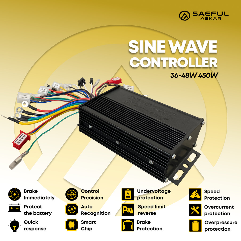 Electric Bicycle Sine Wave Controller 36V 48V 60V 64V 450W Spare Parts ...