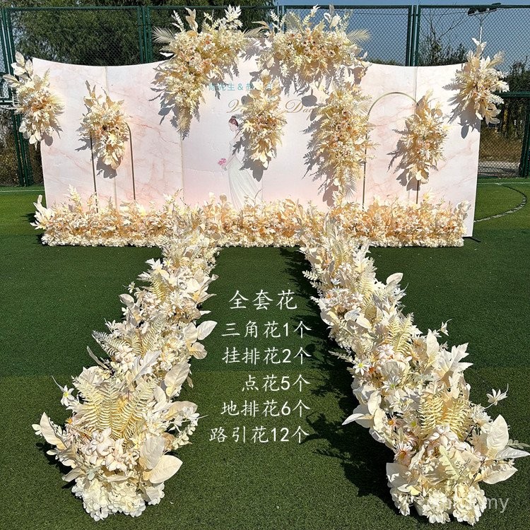 Warna Champagne Hiasan Pemandangan Perkahwinan Seni Bunga Latar ...