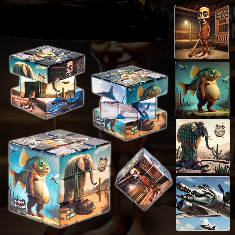 Tung Tung Tung Sahur Magic Cube Toy Tralalero Tralala Brainrot Magic ...