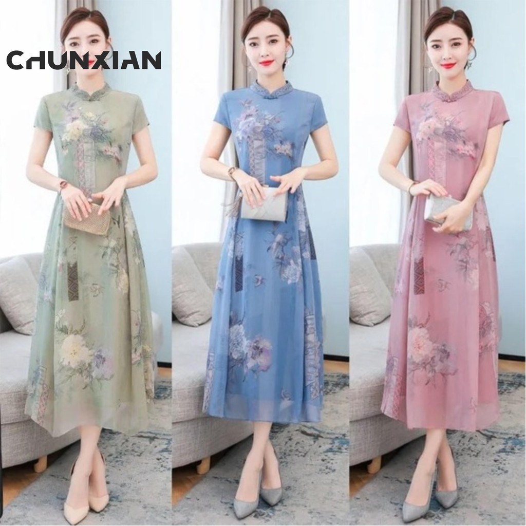 Improved cheongsam 2022 Classy dress Modified High-End Mother 40 Years ...