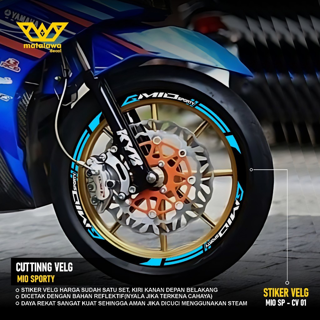 Yamaha Mio Sporty Wheel Sticker Rim Cutting Stickers 2003 2004 2005 ...
