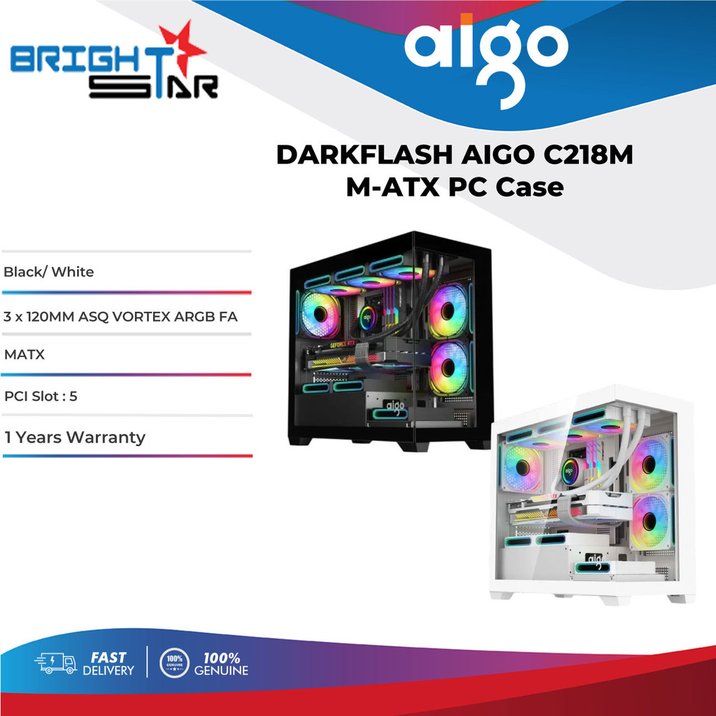 AIGO Darkflash C218M Tempered Glass Micro-ATX PC Chassis | Shopee Malaysia