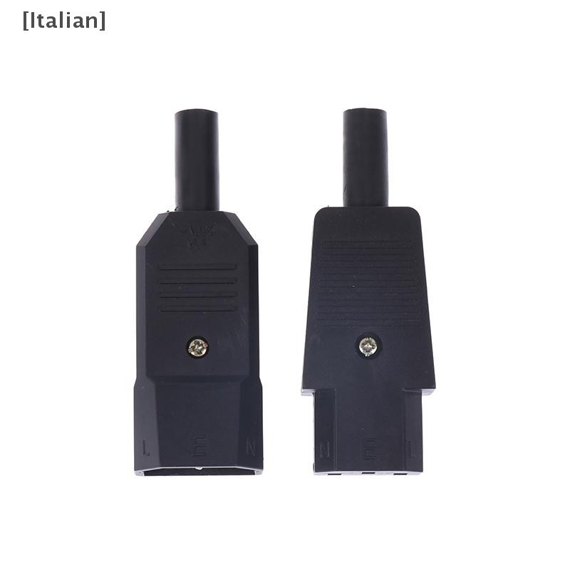 Italian 16A 250V Black IEC Straight Cable Plug Connector C13 C14 Female ...