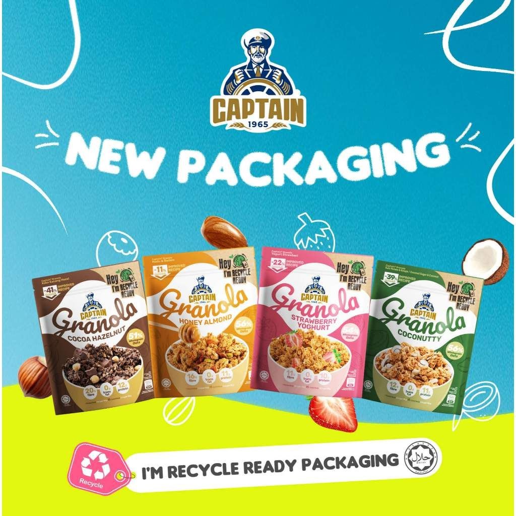 Captain "Granola-Guilt Free Snacks!" (Cocoa Hazelnut, Coconutty, Honey ...