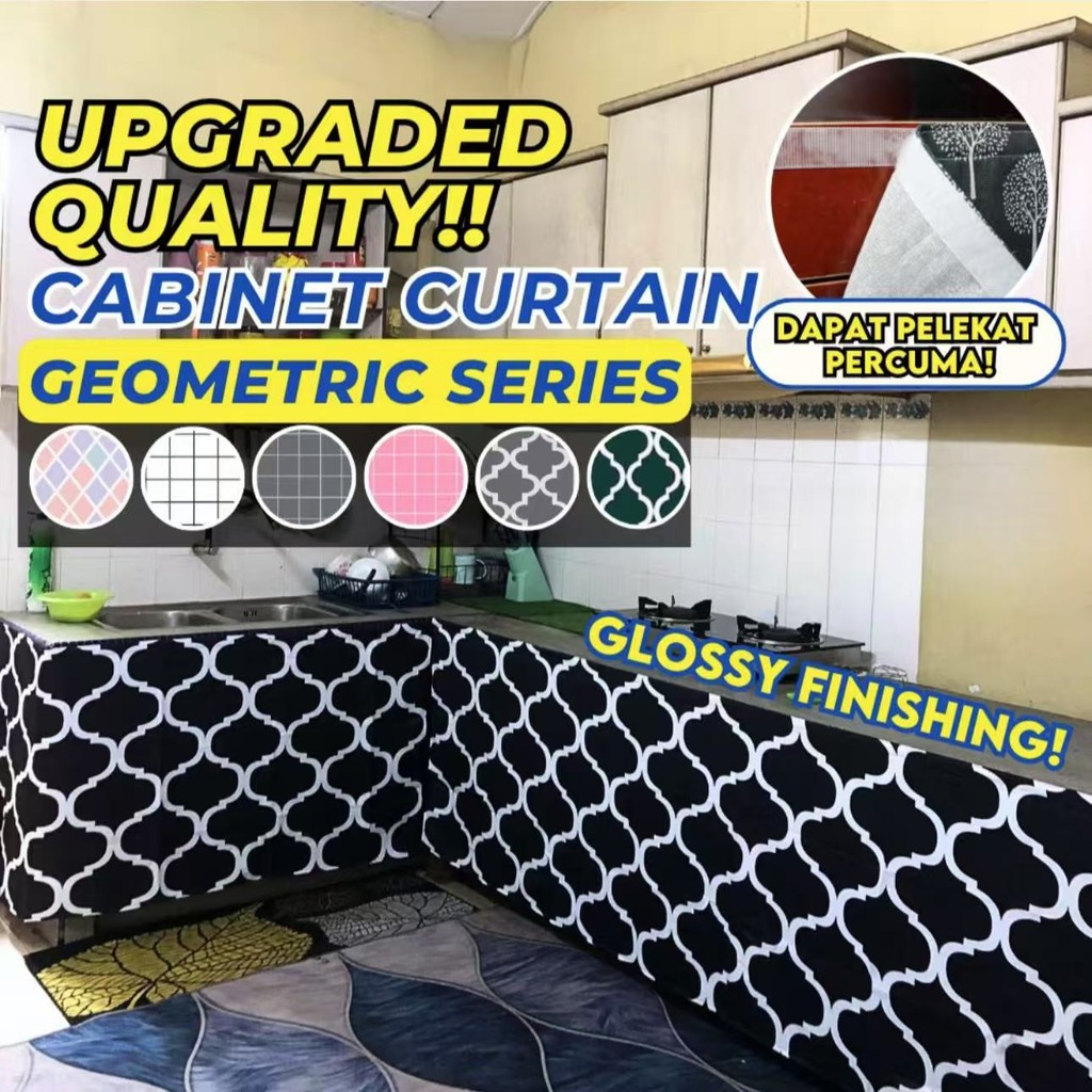 QLADY_ Black Series Cabinet Curtain Kitchen Skirting Dapur Langsir ...