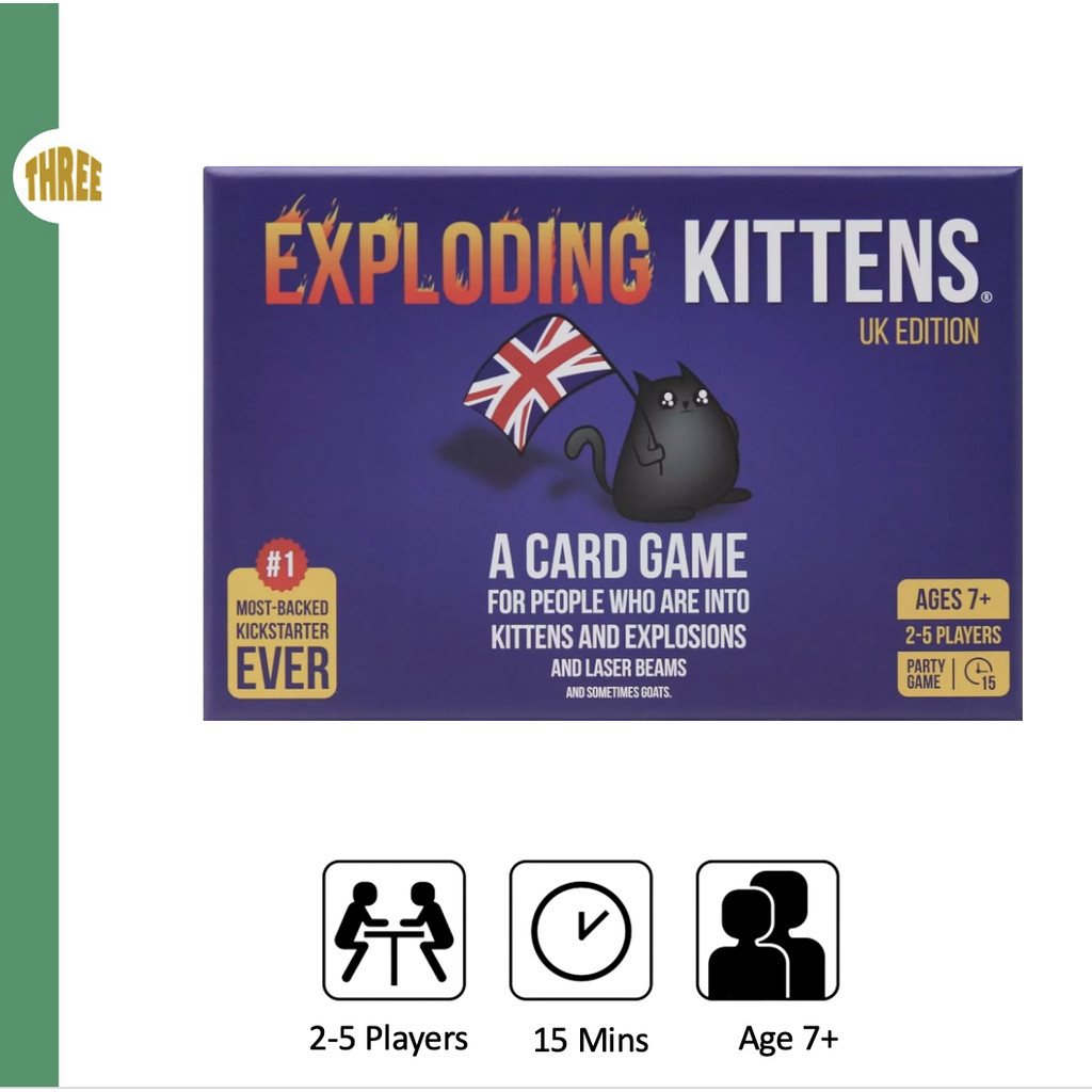 Exploding Kittens UK Edition Card Game Board Game Party Game Family ...