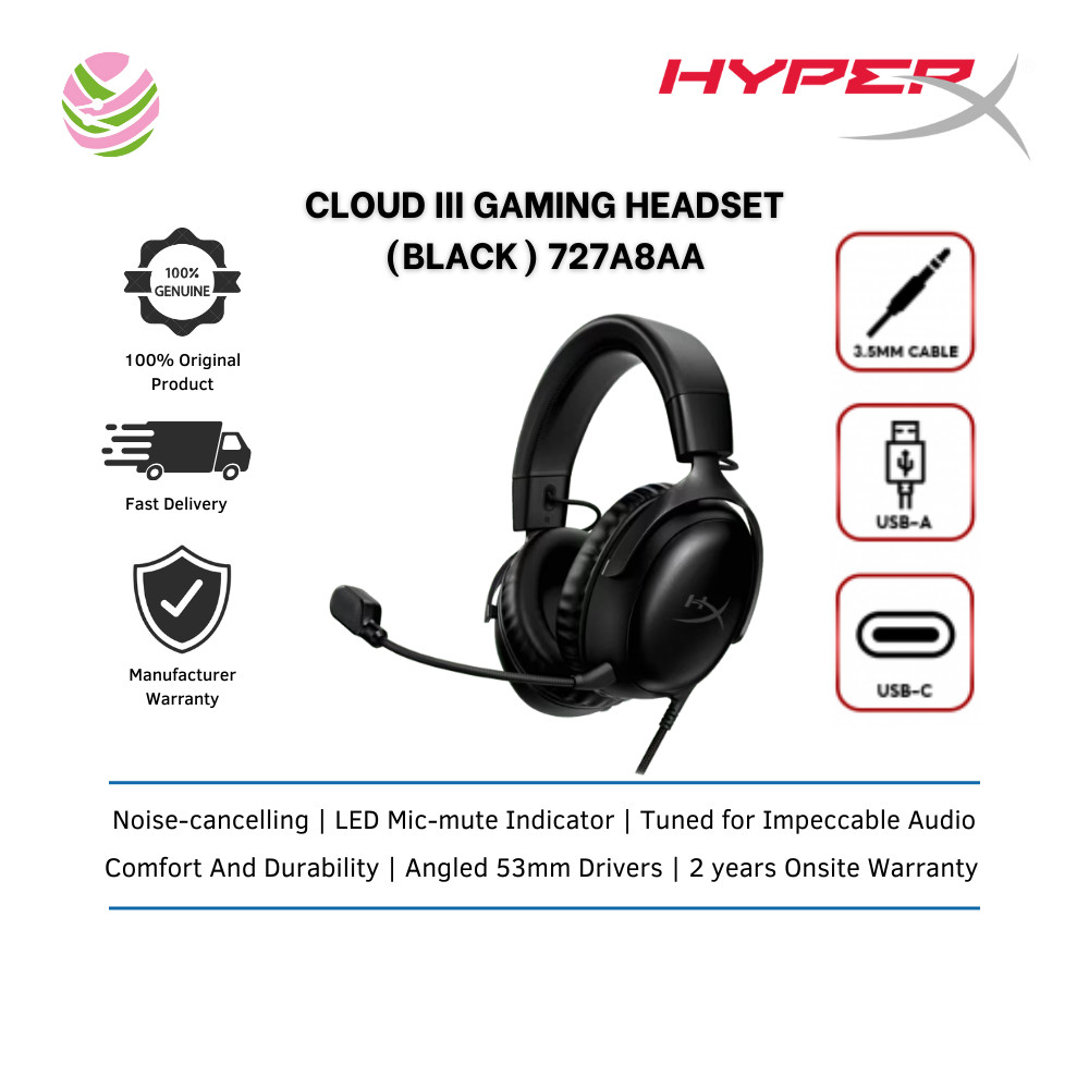 HP HYPERX CLOUD III WIRED MULTI-PLATFORM GAMING HEADSET 727A8AA (Black) | Shopee Malaysia