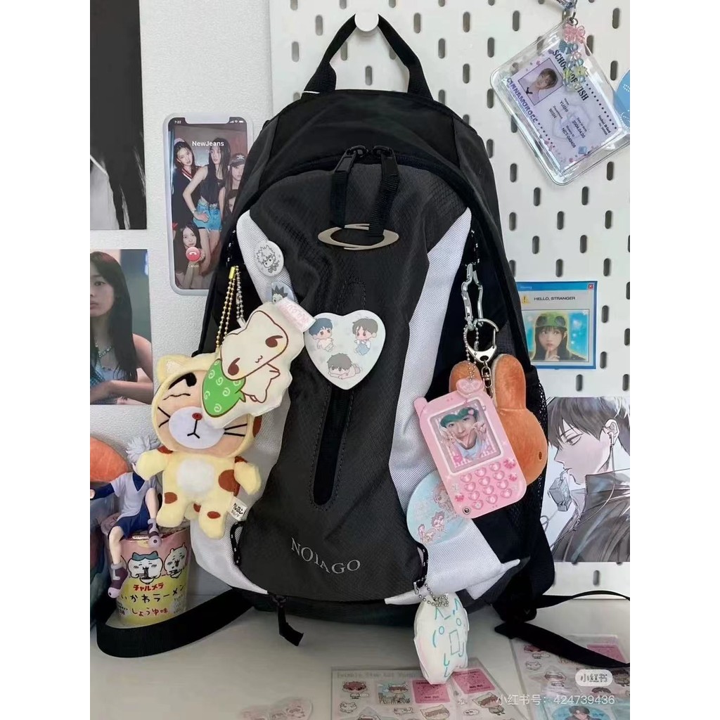 Minji Minji Jinminchi Same Style noiago Contrast Color Schoolbag ...