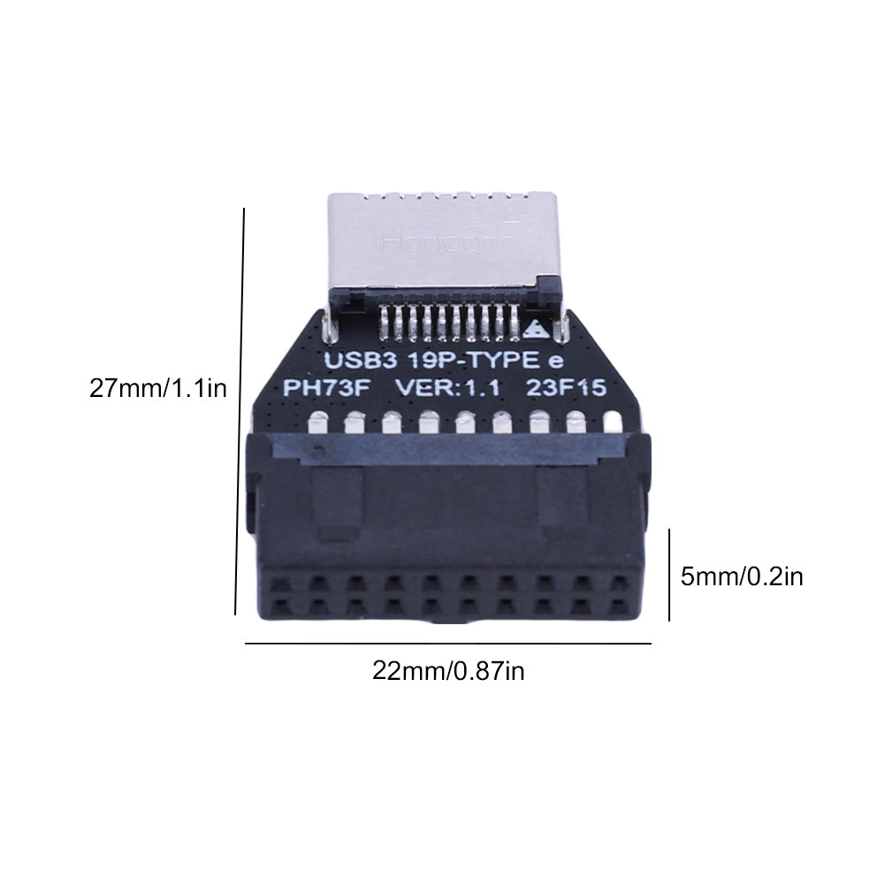 USB 3.0 Internal Header To Type E Adapter A-Key Front Panel 90 Degree ...