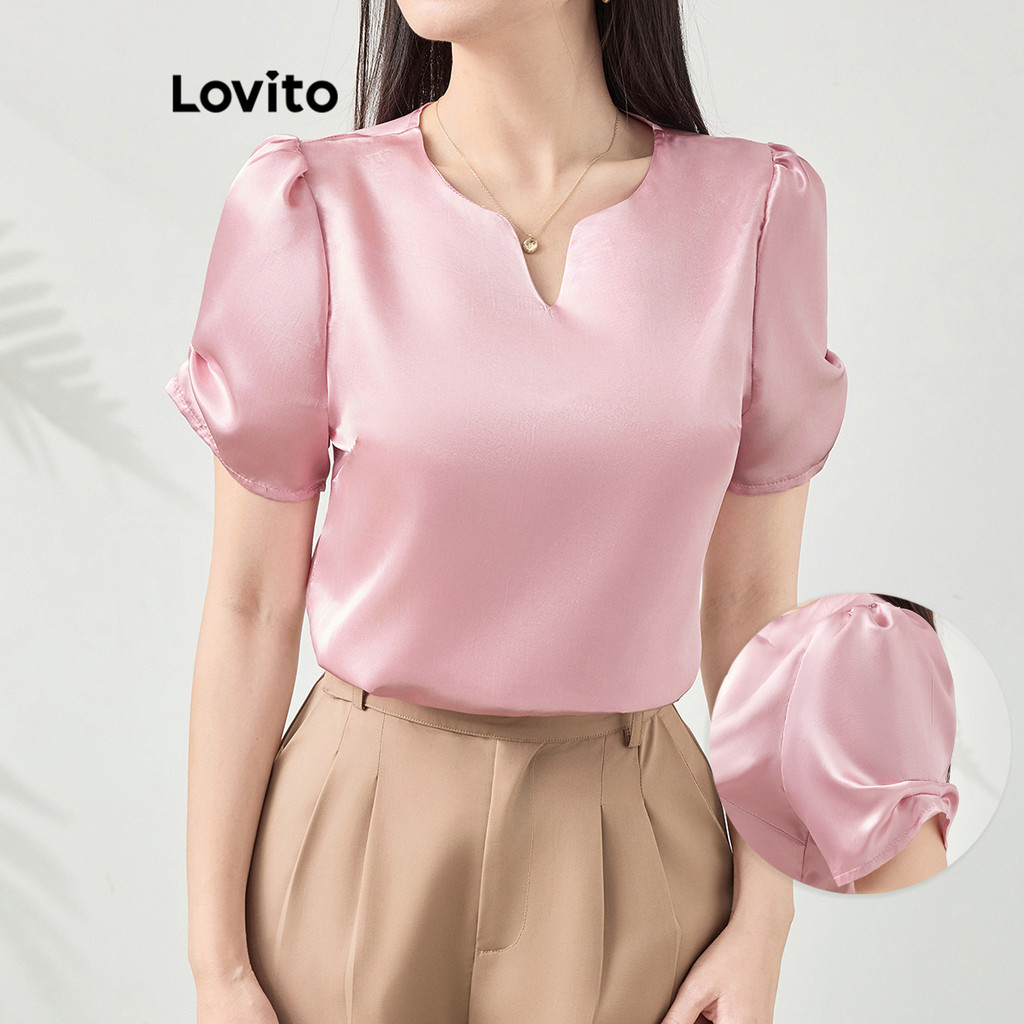 Lovito Elegant Blouse Summer Water Drop Blouse for Women L121MD365 | Shopee Malaysia