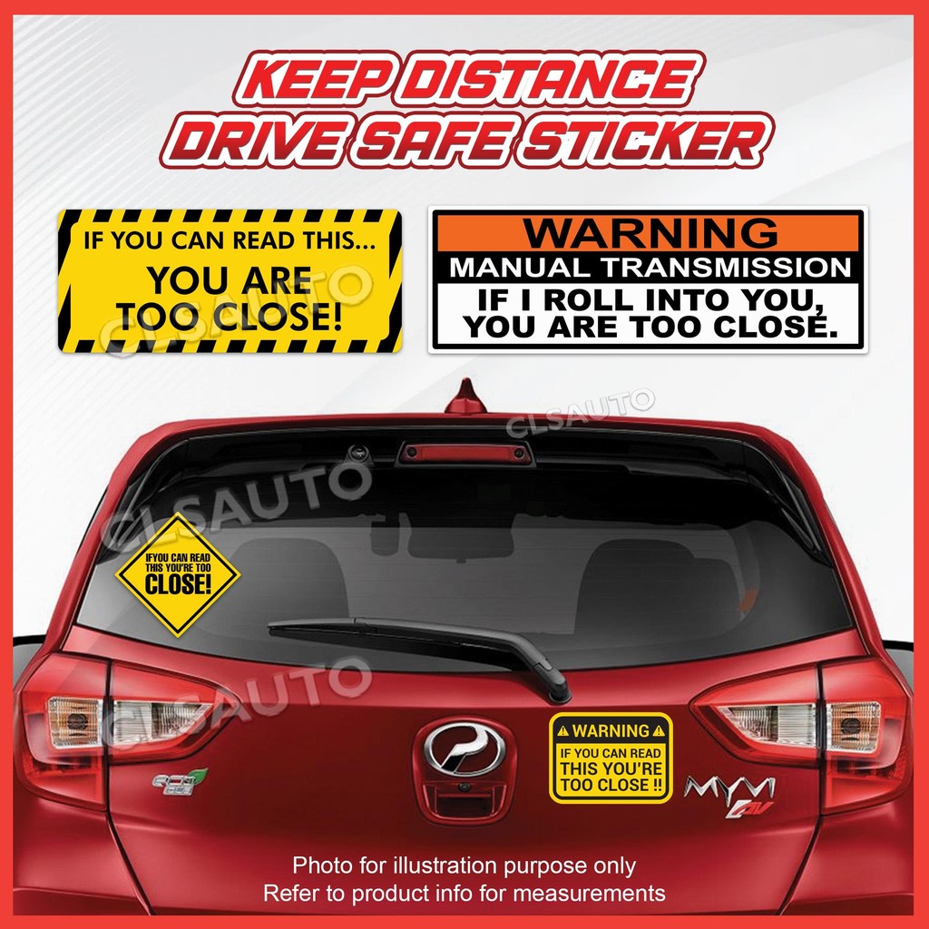 Drive Safe Keep Distance Car Sticker Caution [Multiple Designs ...
