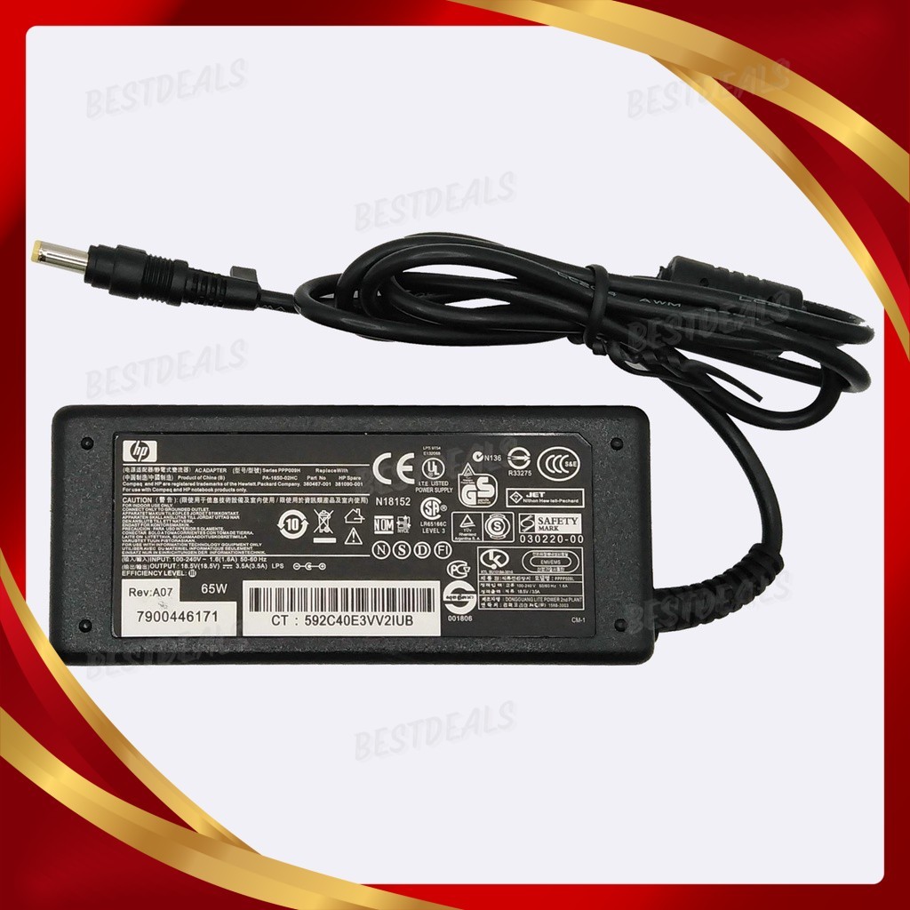 HP Laptop Adaptor / Charger Output: 18.5V/3.5A, Plug: 4.8 x 1.7mm ...
