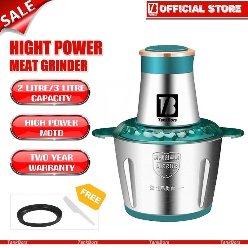 Malaysia 2 year Warrenty Original TankBors 2L/3L Pengisar daging Electric Meat Grinder Stainless ...