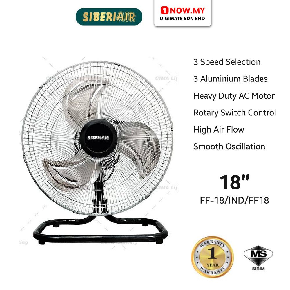 SIBERIAIR 18" Caprico Series Industrial Floor Fan FF-18/INDFF18 | Heavy ...