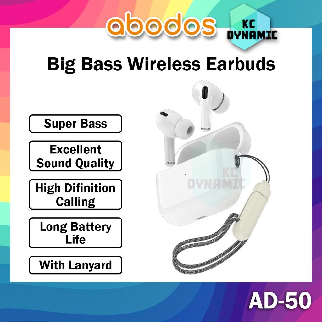 Abodos AD-50 Wireless Earbuds High Sound Hi-Fi Super Bass Earbuds ...