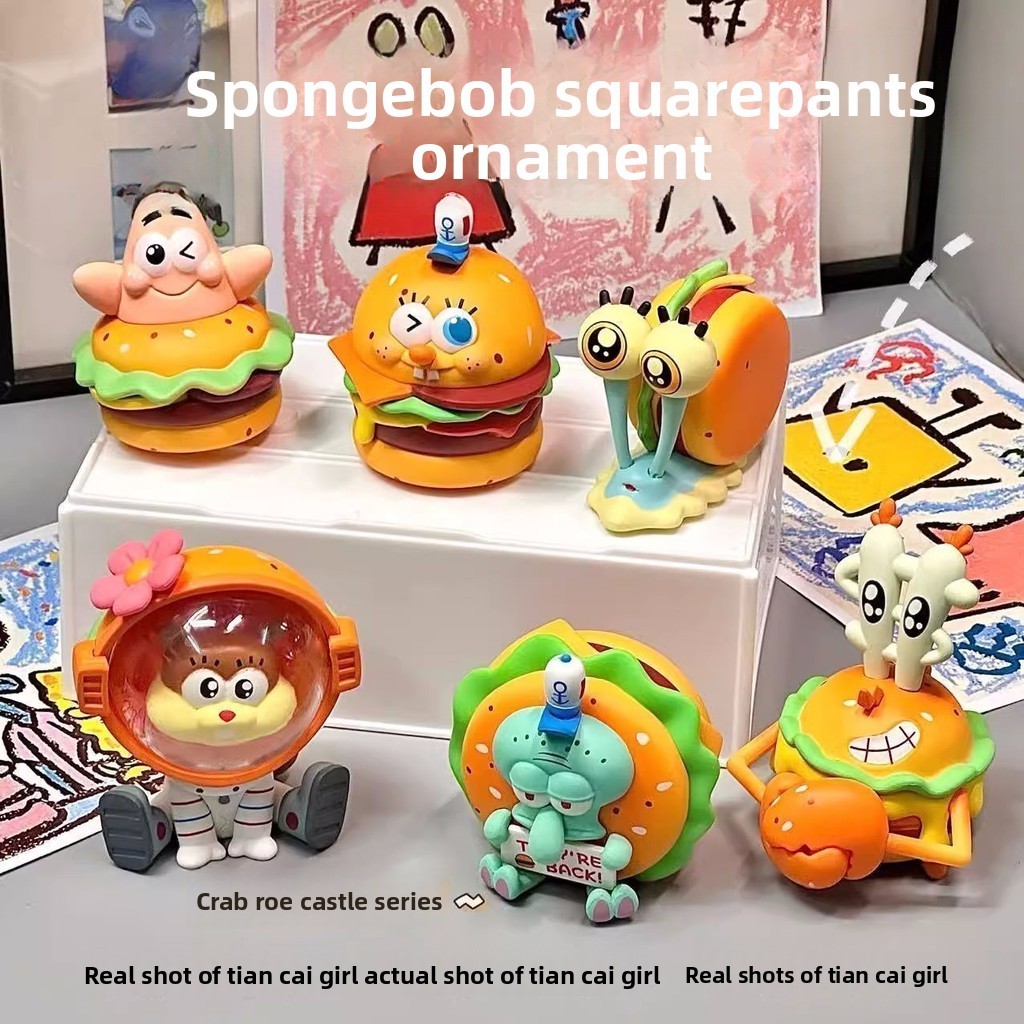 Spongebob SquarePants Crab Roe Burger blind box figurines, cartoon and ...